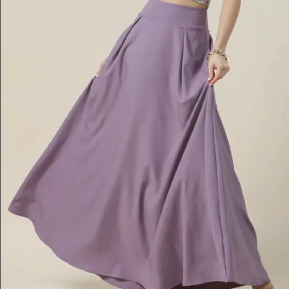 Skirts | Lilac Skirt Flowy Long With Wide Waistband | Poshmark